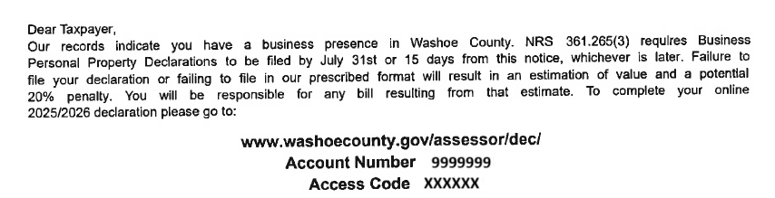 Personal Property Declaration